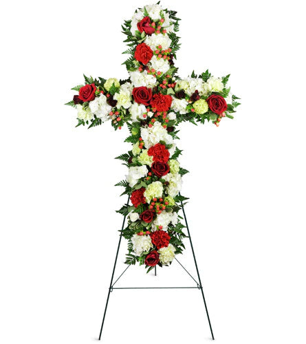 Serene Cross Flowers for Sympathy | Dragonetti Florist – Dragonetti ...